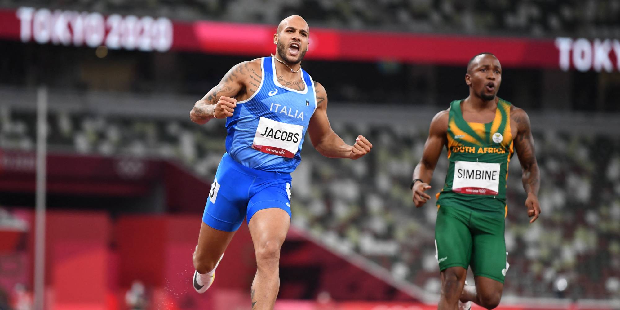 Après son or olympique au 100 mètres, le sprinteur italien Marcell ...